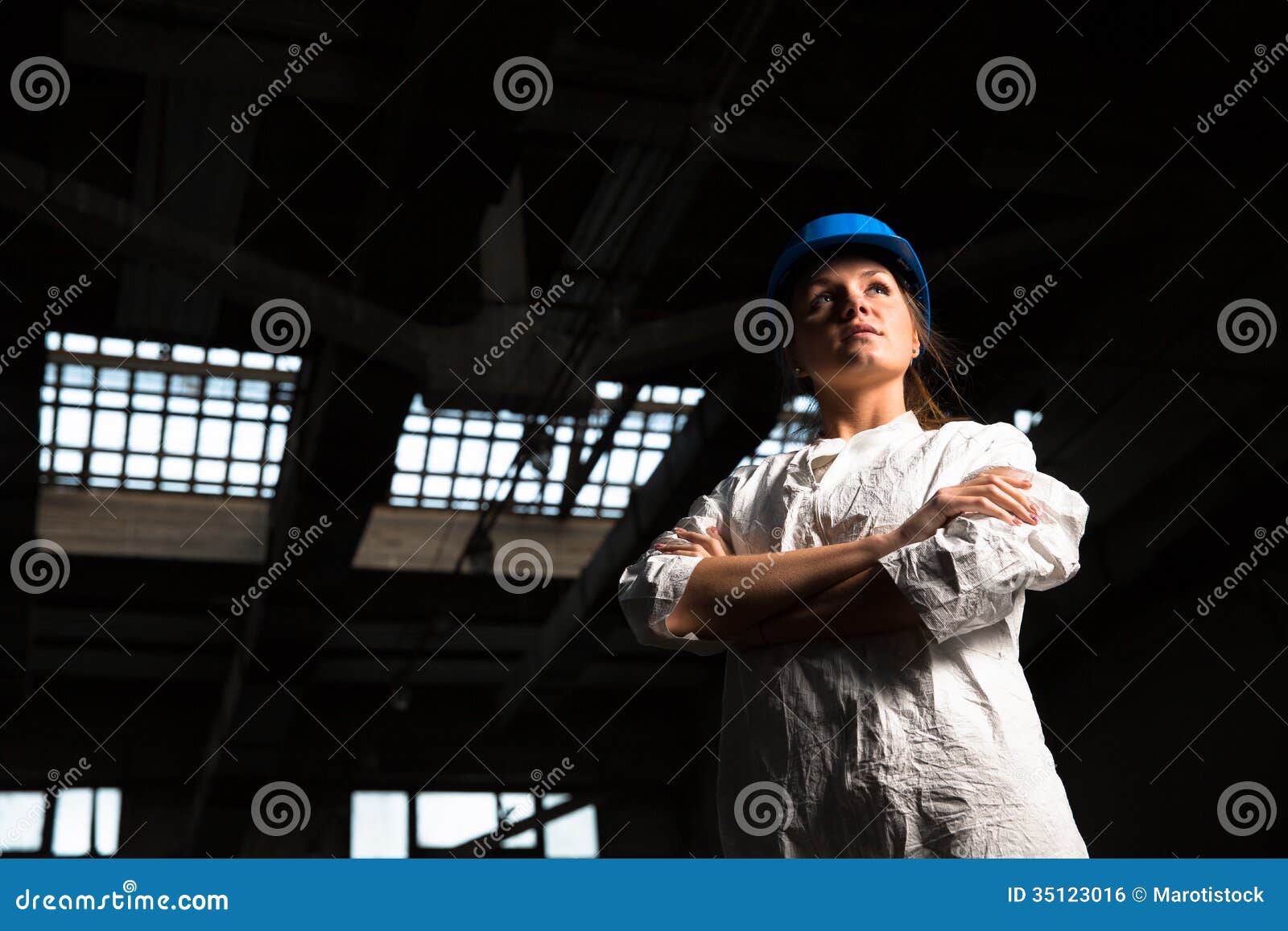 Girl worker in the factory stock photo. Image of quality - 35123016