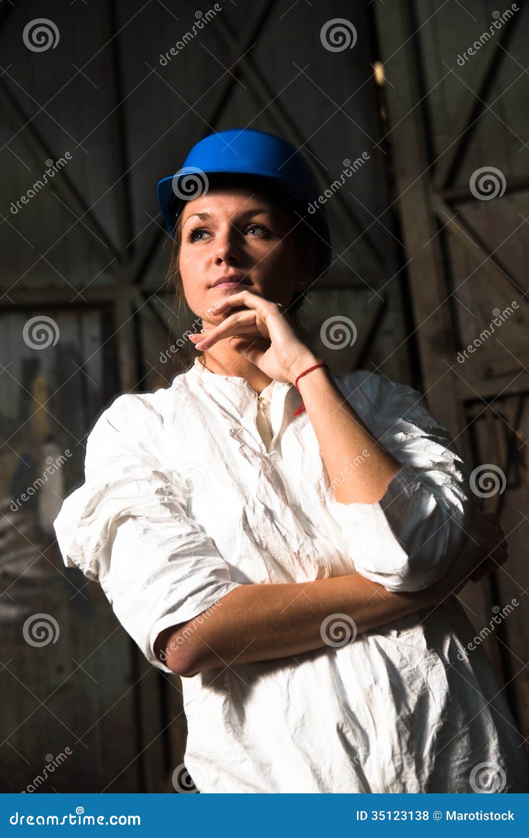 Girl worker in the factory stock photo. Image of manufacturing - 35123138