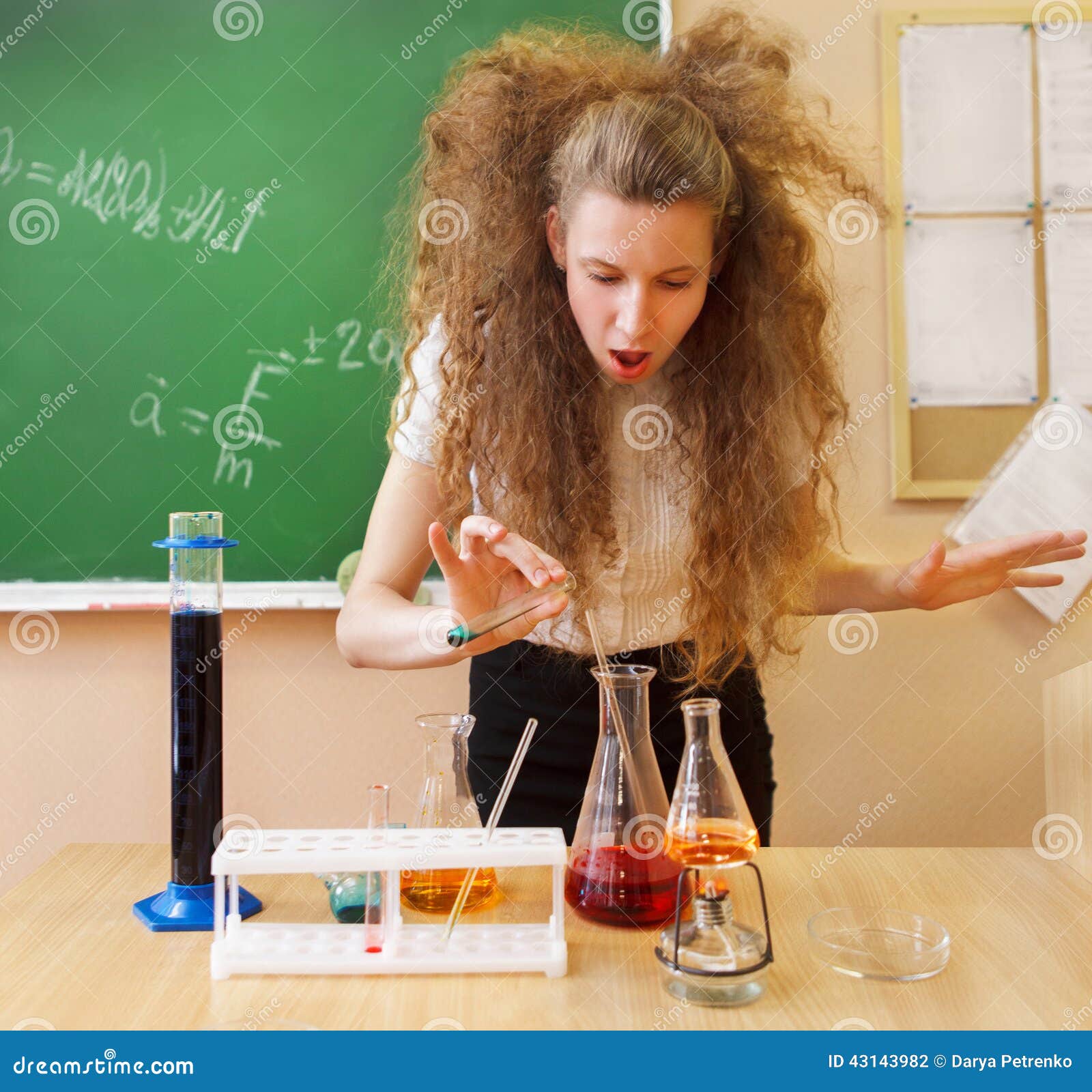 Girl Working in Chemistry Laboratory at the Classroom Stock Photo ...