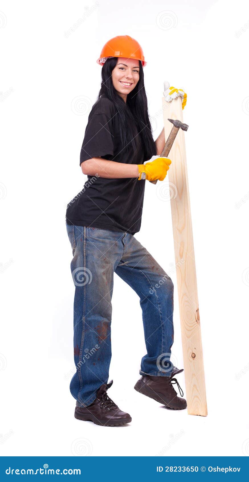 Girl in working clothes stock photo. Image of beauty - 28233650