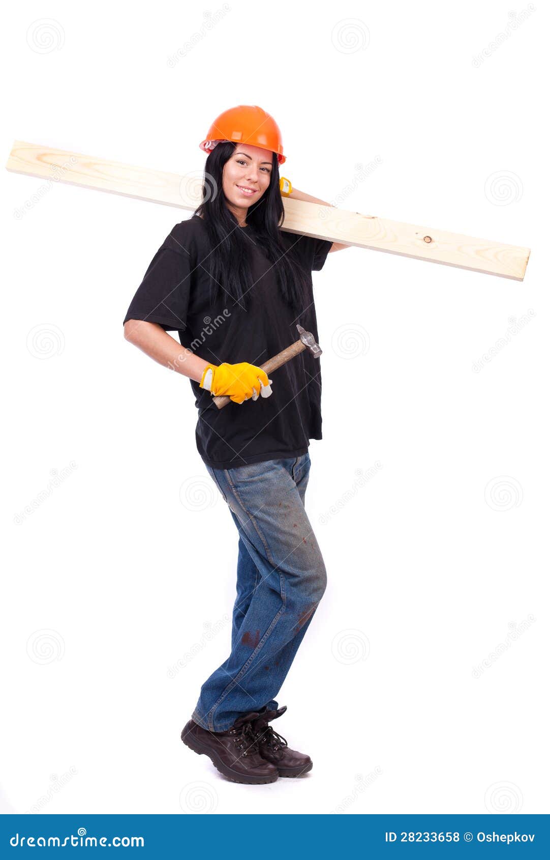 Girl in working clothes stock photo. Image of isolated - 28233658