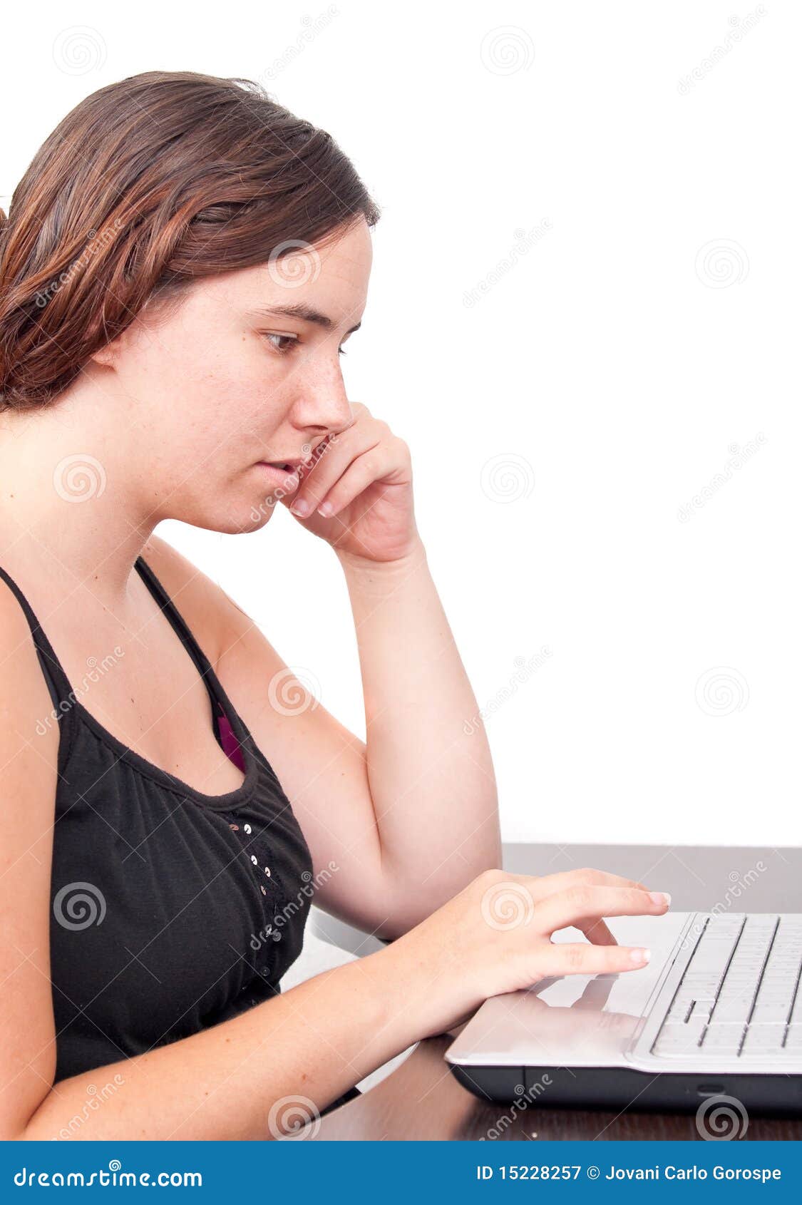 Girl Working on Computer stock image. Image of apprentice - 15228257