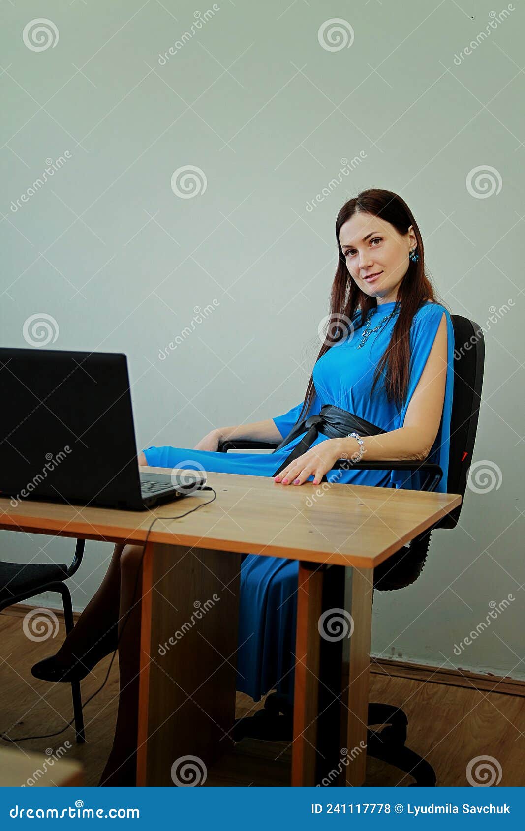 The Girl is Working at the Computer Stock Photo - Image of girl ...