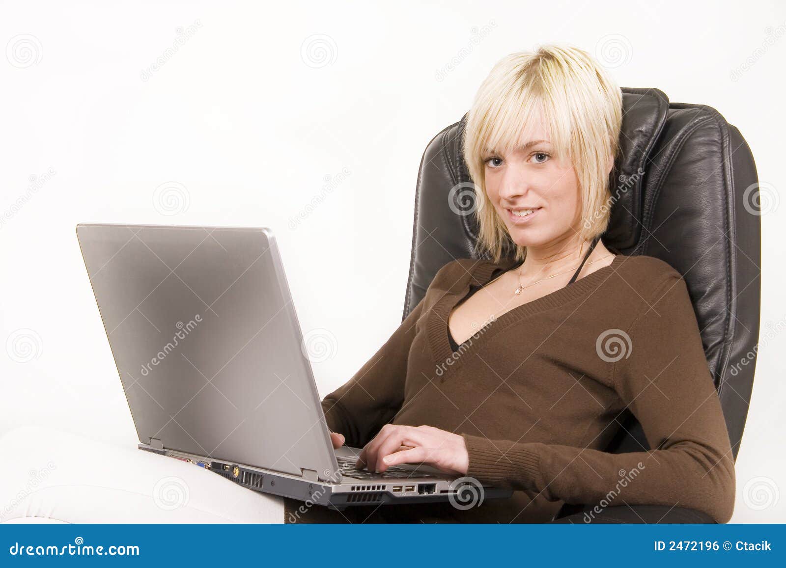 Girl working on computer stock photo. Image of girl, online - 2472196