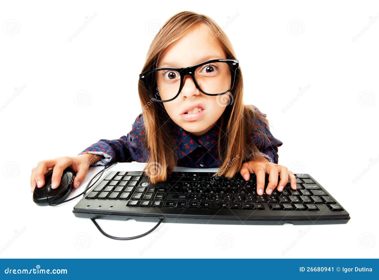 Girl working on a computer stock image. Image of computer - 26680941