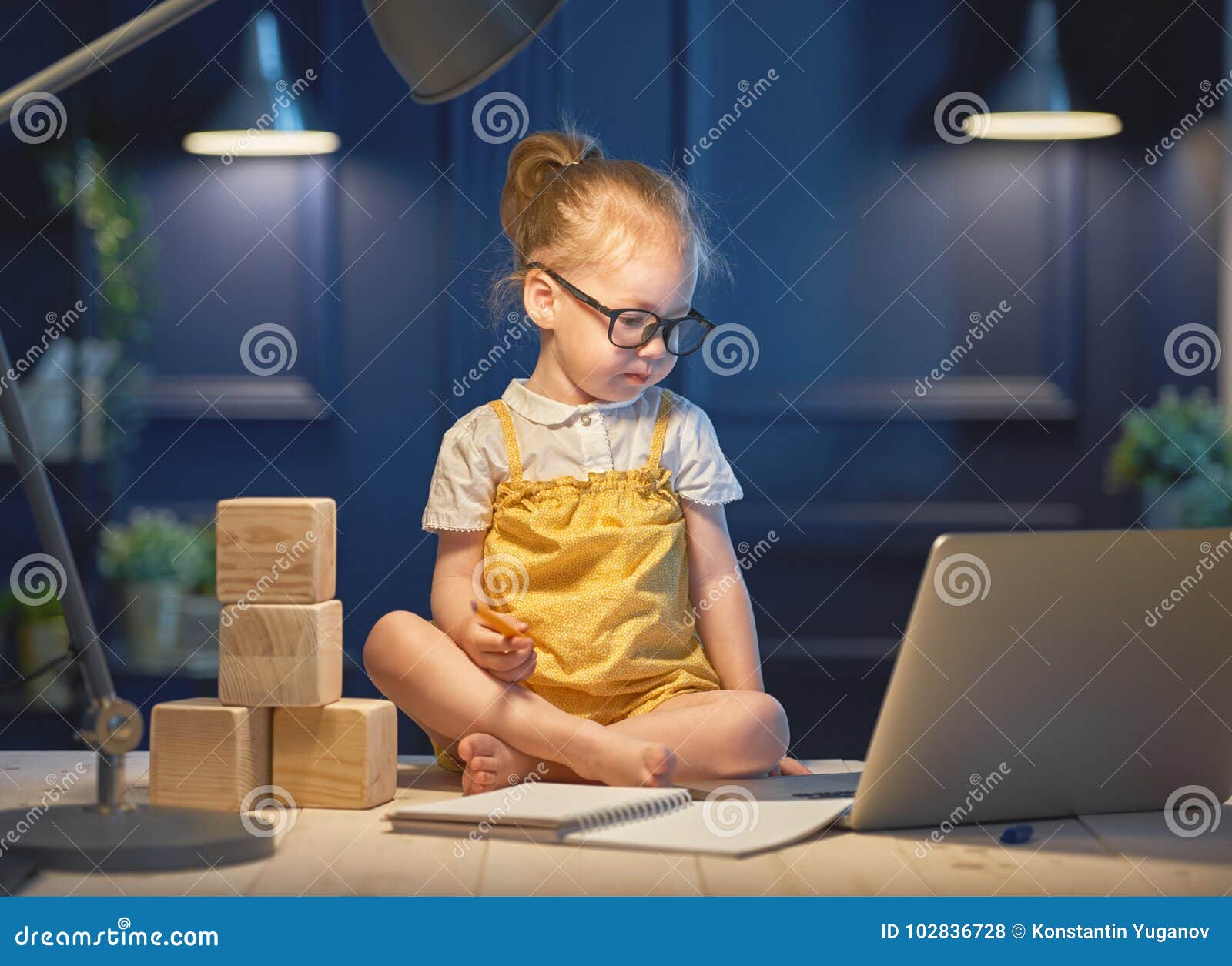 Girl working on a computer stock photo. Image of laptop - 102836728