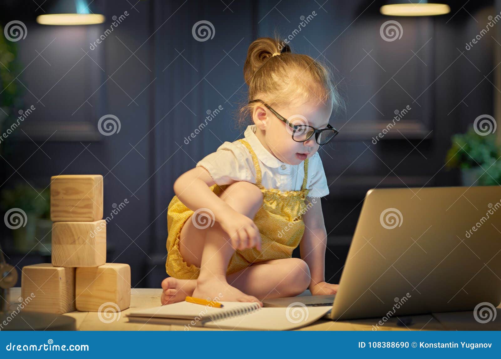 Girl working on a computer stock photo. Image of desk - 108388690