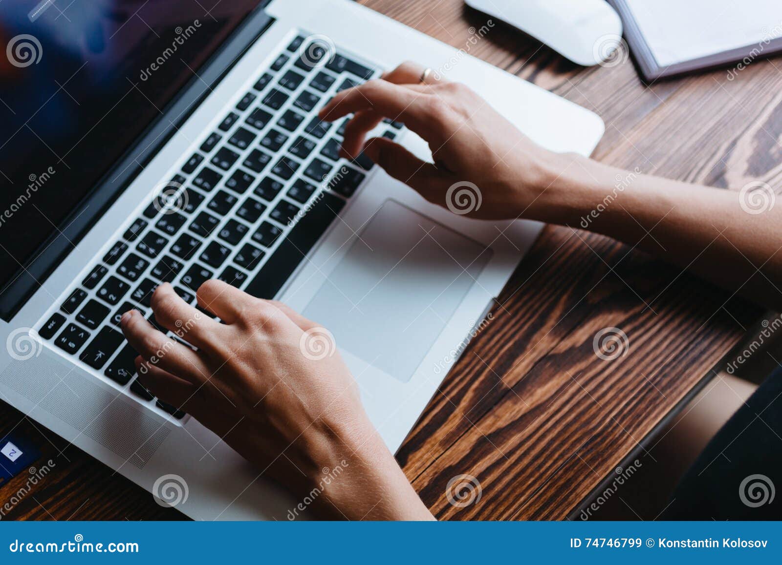 Girl working on computer stock image. Image of person - 74746799