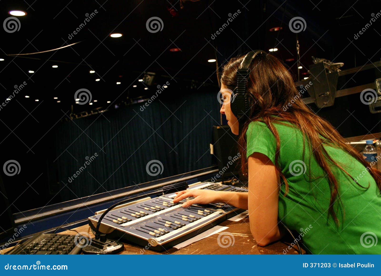 Girl working on console stock image. Image of technical - 371203
