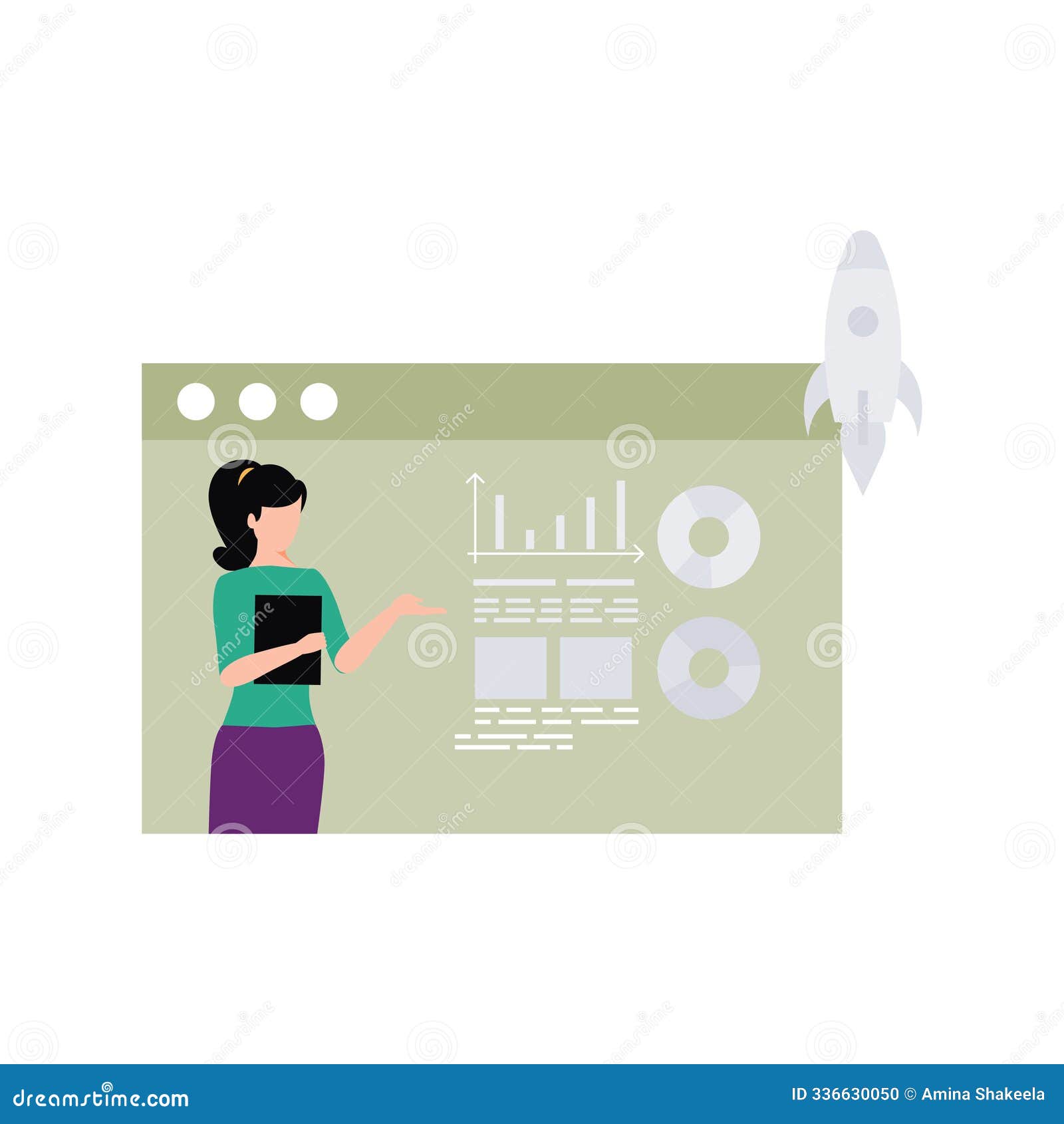 A Girl is Working on a Growth Chart Stock Illustration - Illustration ...