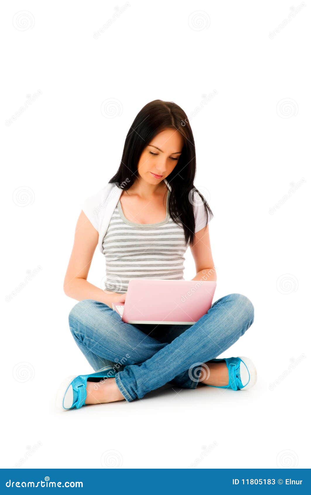 Girl working on laptop stock image. Image of adult, business - 11805183