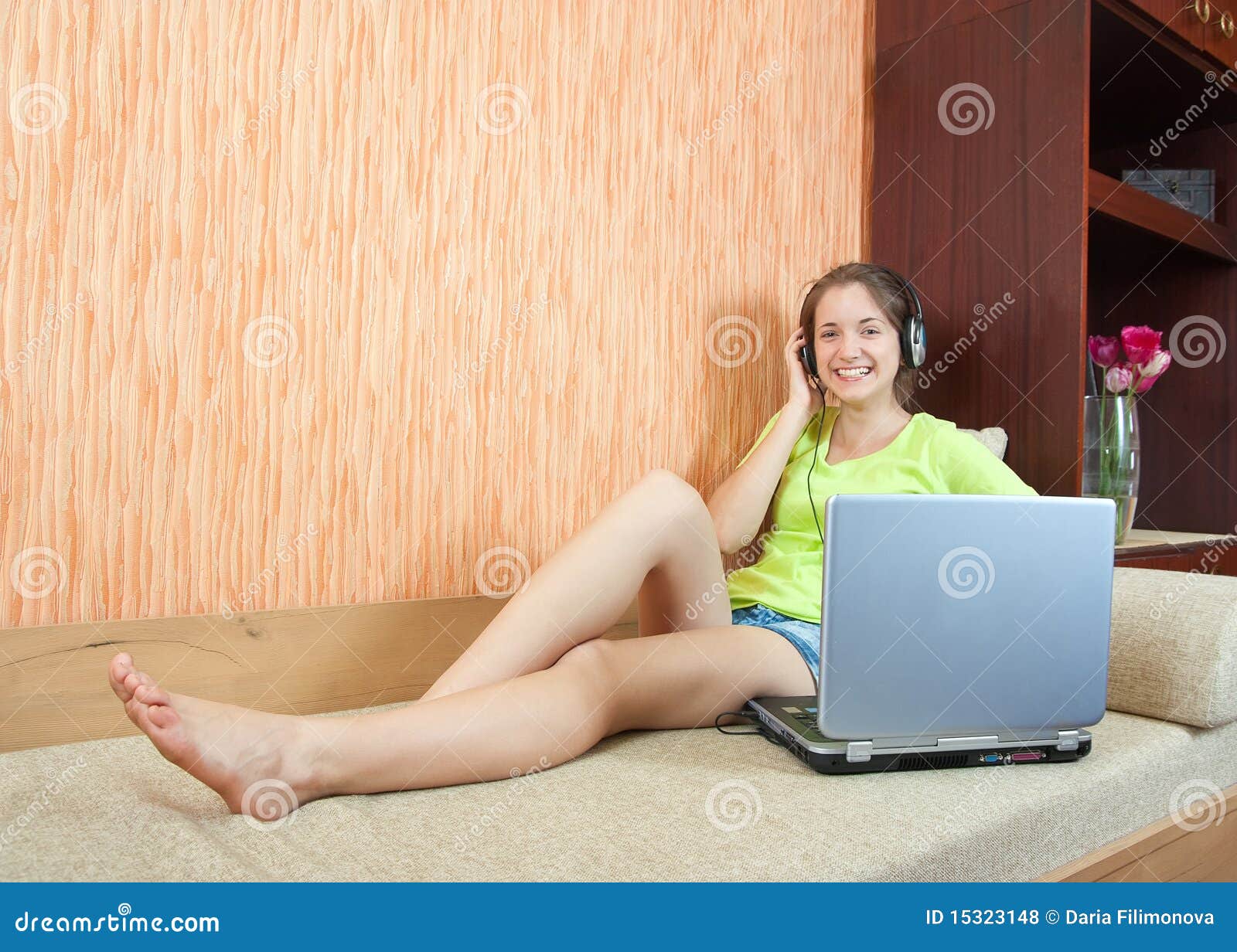 Girl working with laptop stock photo. Image of pretty - 15323148