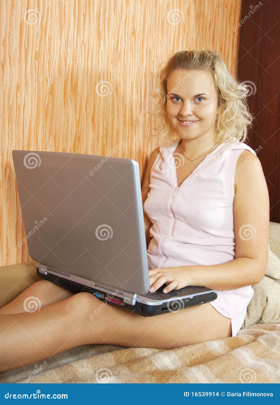 Girl working with laptop stock photo. Image of network - 16539914