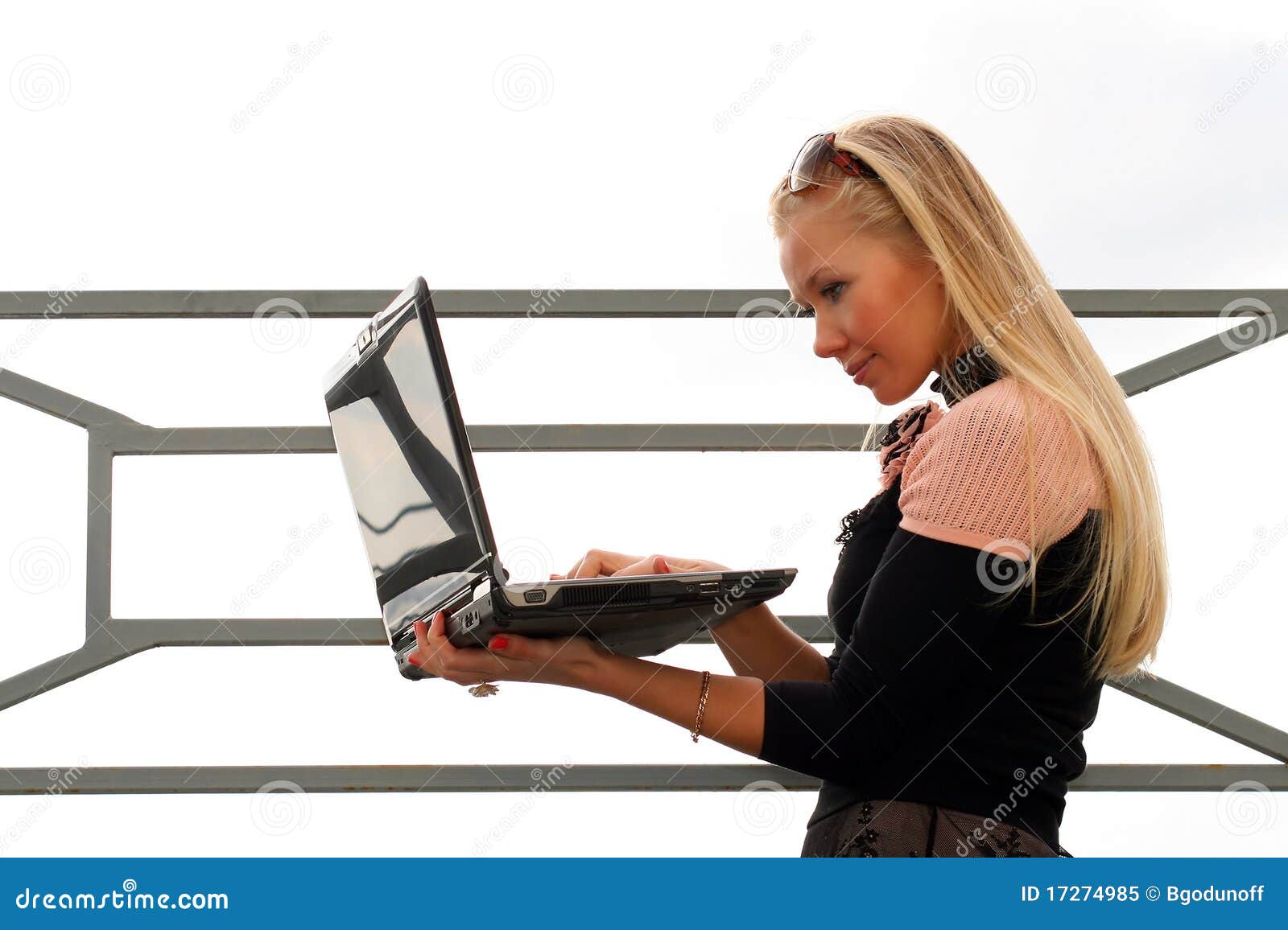 Girl working with laptop stock image. Image of face, activity - 17274985