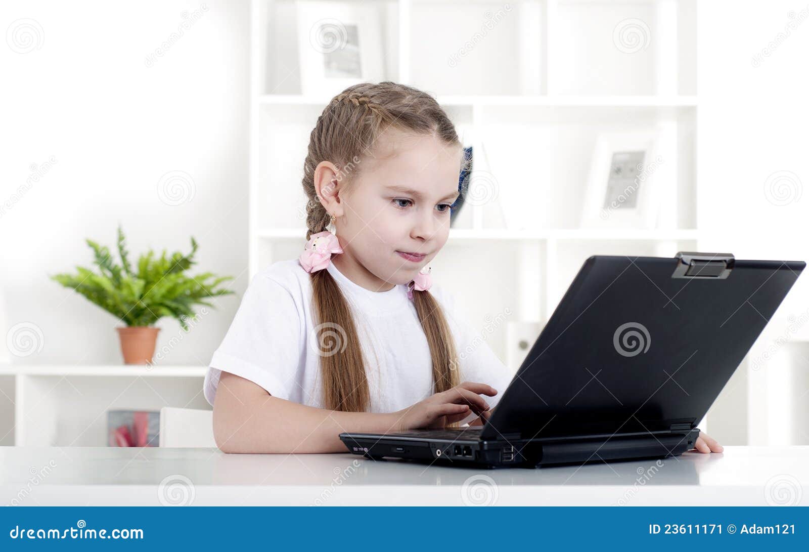 Girl working on laptop stock image. Image of laptop, beautiful - 23611171