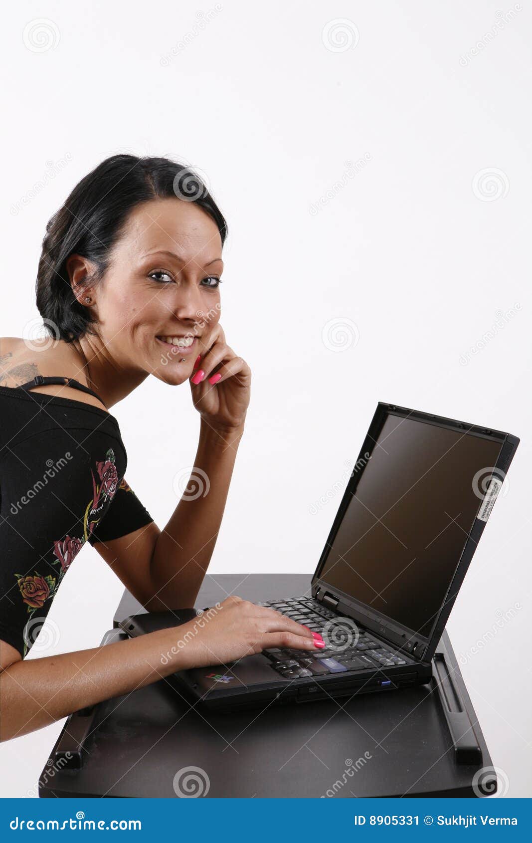 Girl Working On Laptop Picture. Image: 8905331