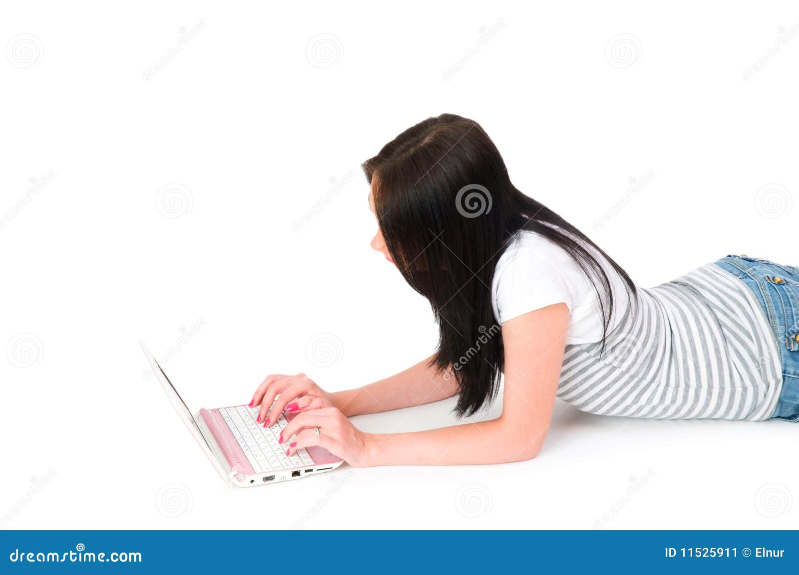 Girl Working on Laptop Isolated Stock Image - Image of pretty, computer ...