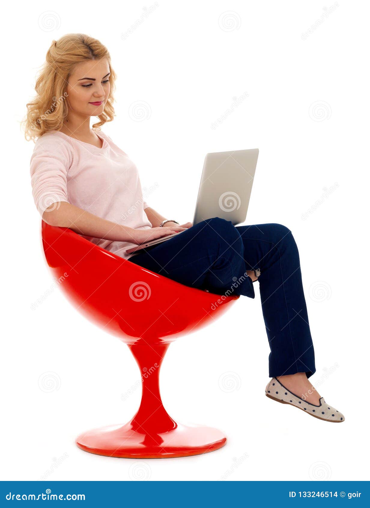 Girl working on laptop stock photo. Image of laptop - 133246514