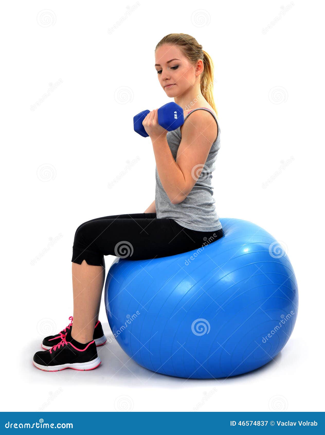 Girl Working Out with Dumbbells Stock Image - Image of dumbbell, ball ...