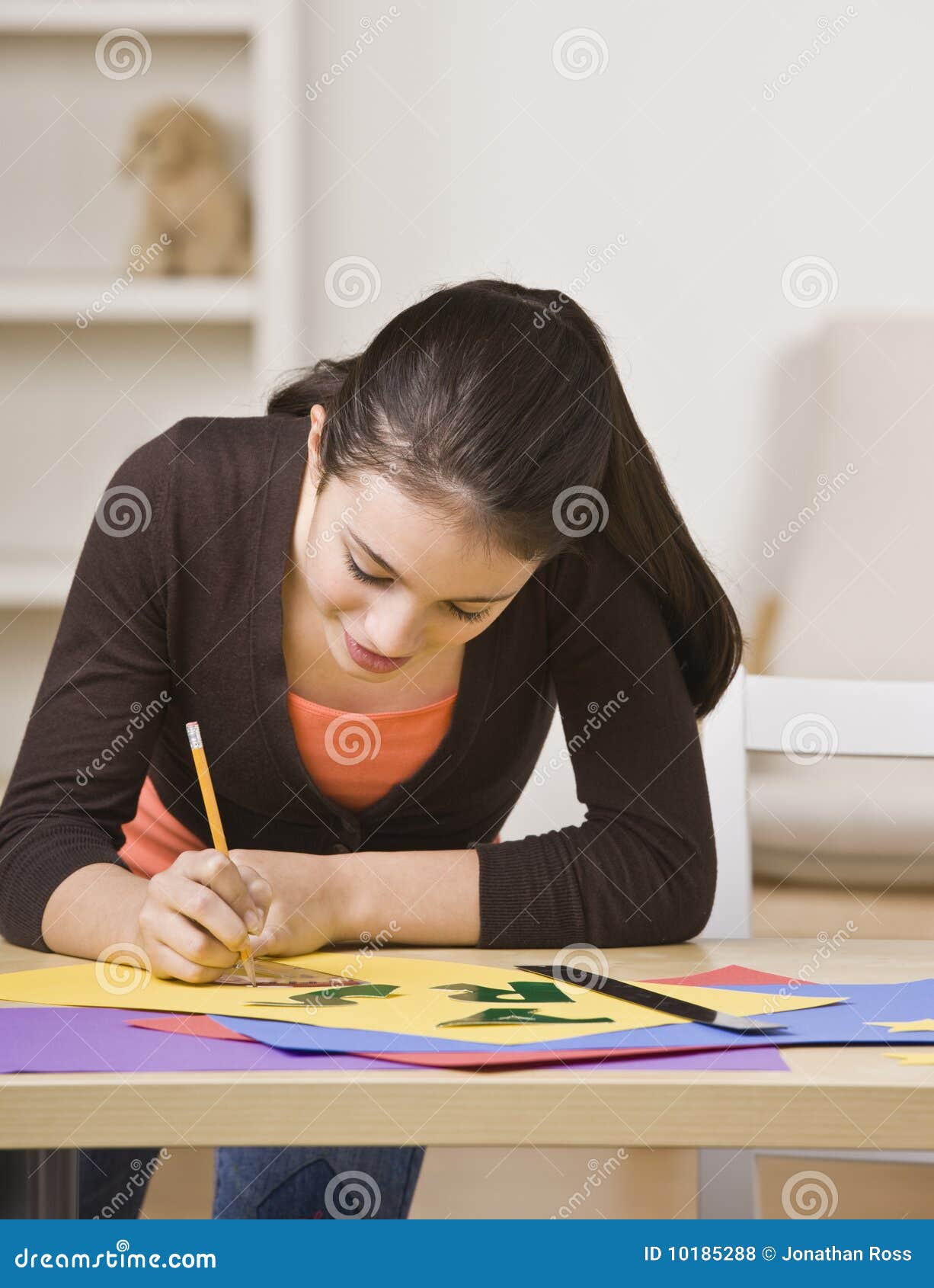 Girl Working on Project stock photo. Image of coffee - 10185288