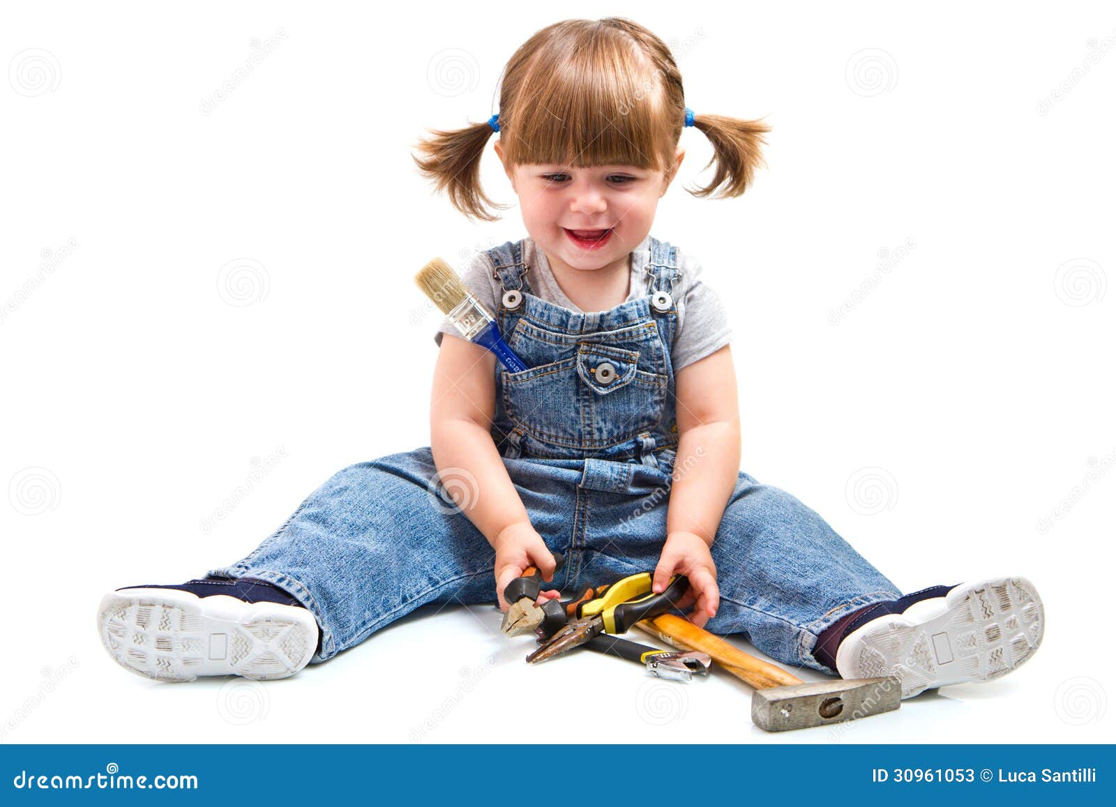 Girl with working tool stock image. Image of equipment - 30961053