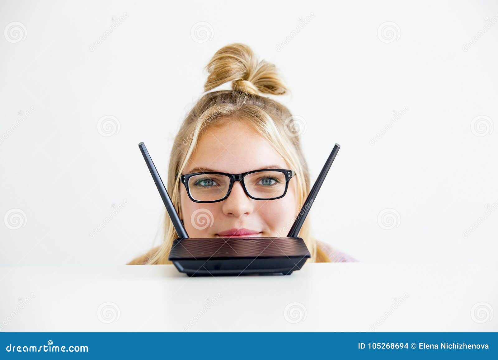 Girl working with wifi stock photo. Image of cable, line - 105268694