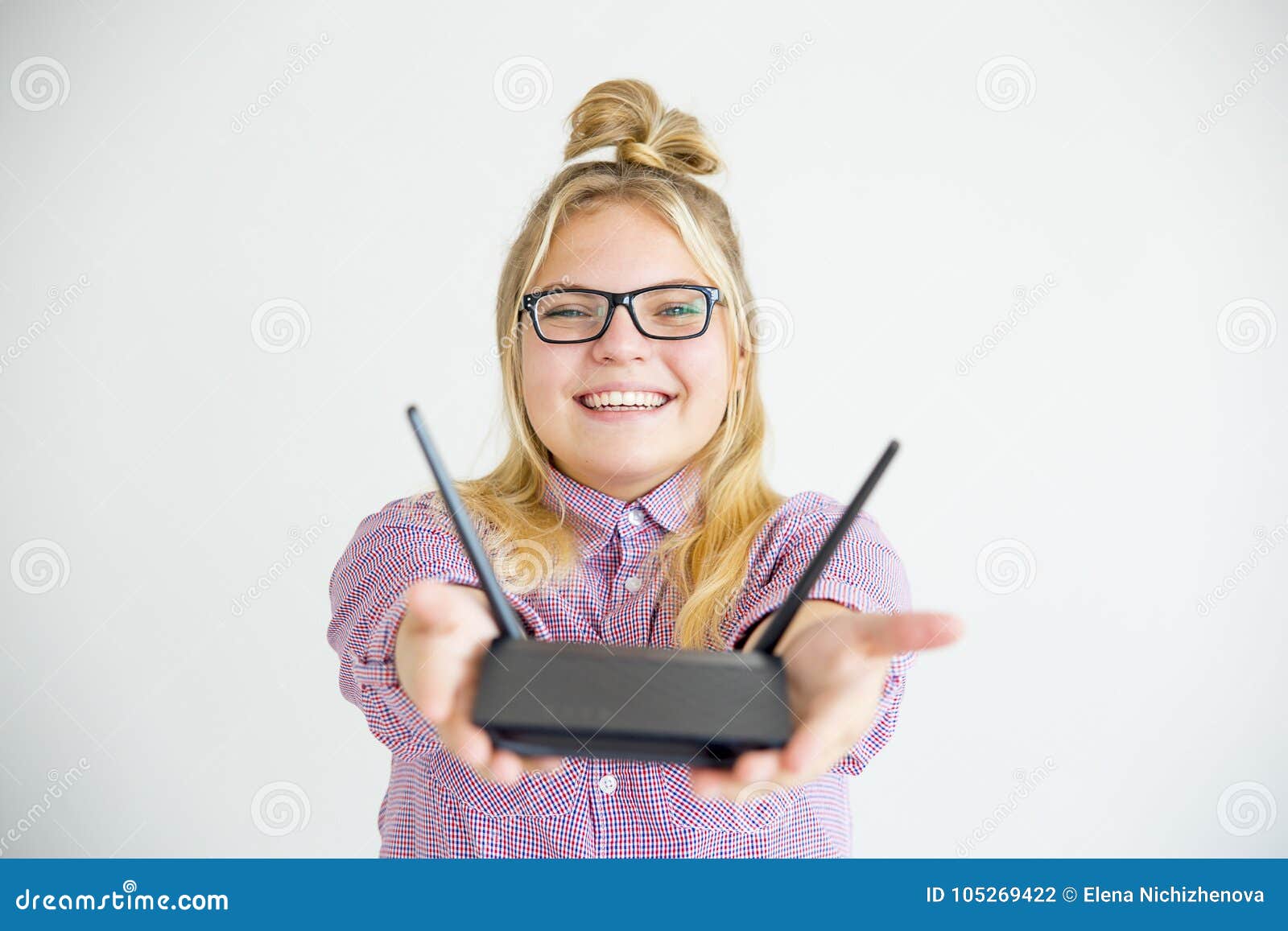 Girl working with wifi stock photo. Image of broadband - 105269422