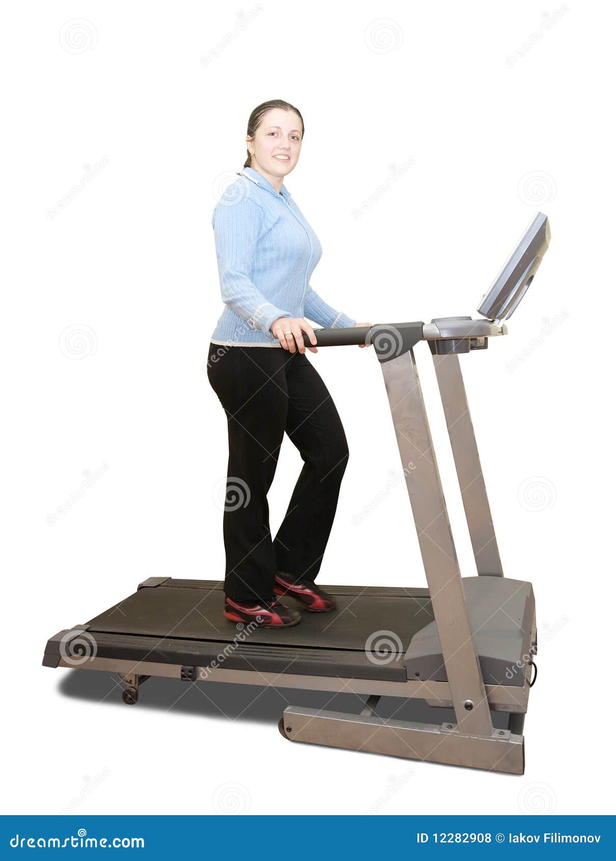 Girl workout on treadmill stock photo. Image of club - 12282908