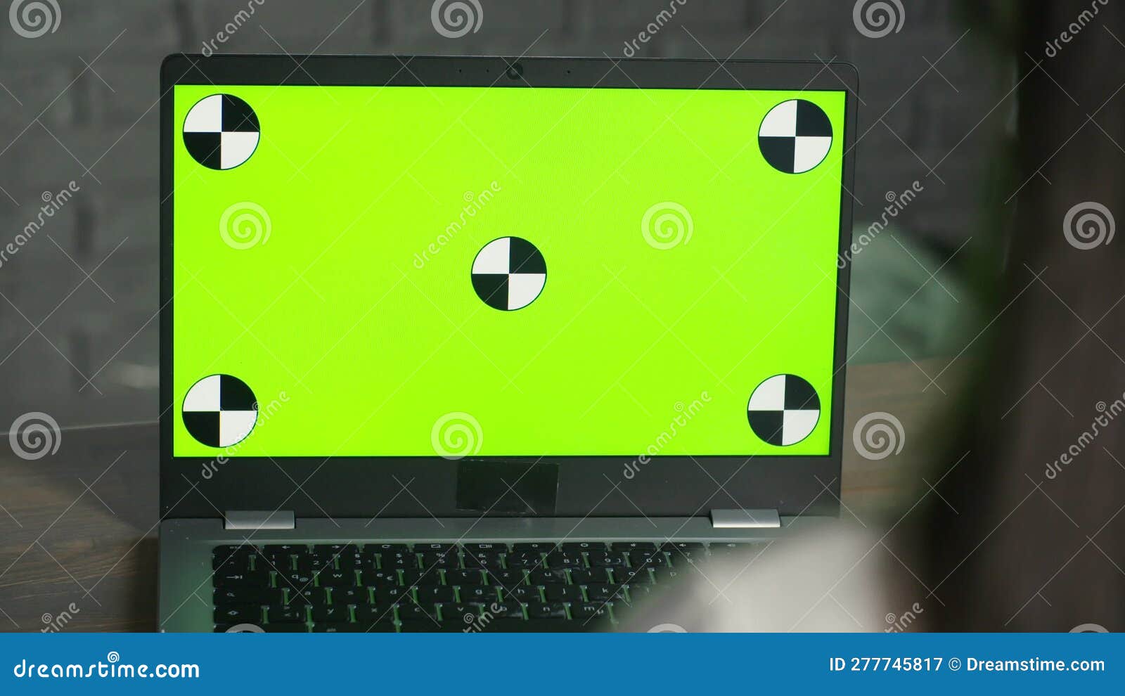 The Girl Works with Chroma Key on Her Laptop. Remote Work Using a ...