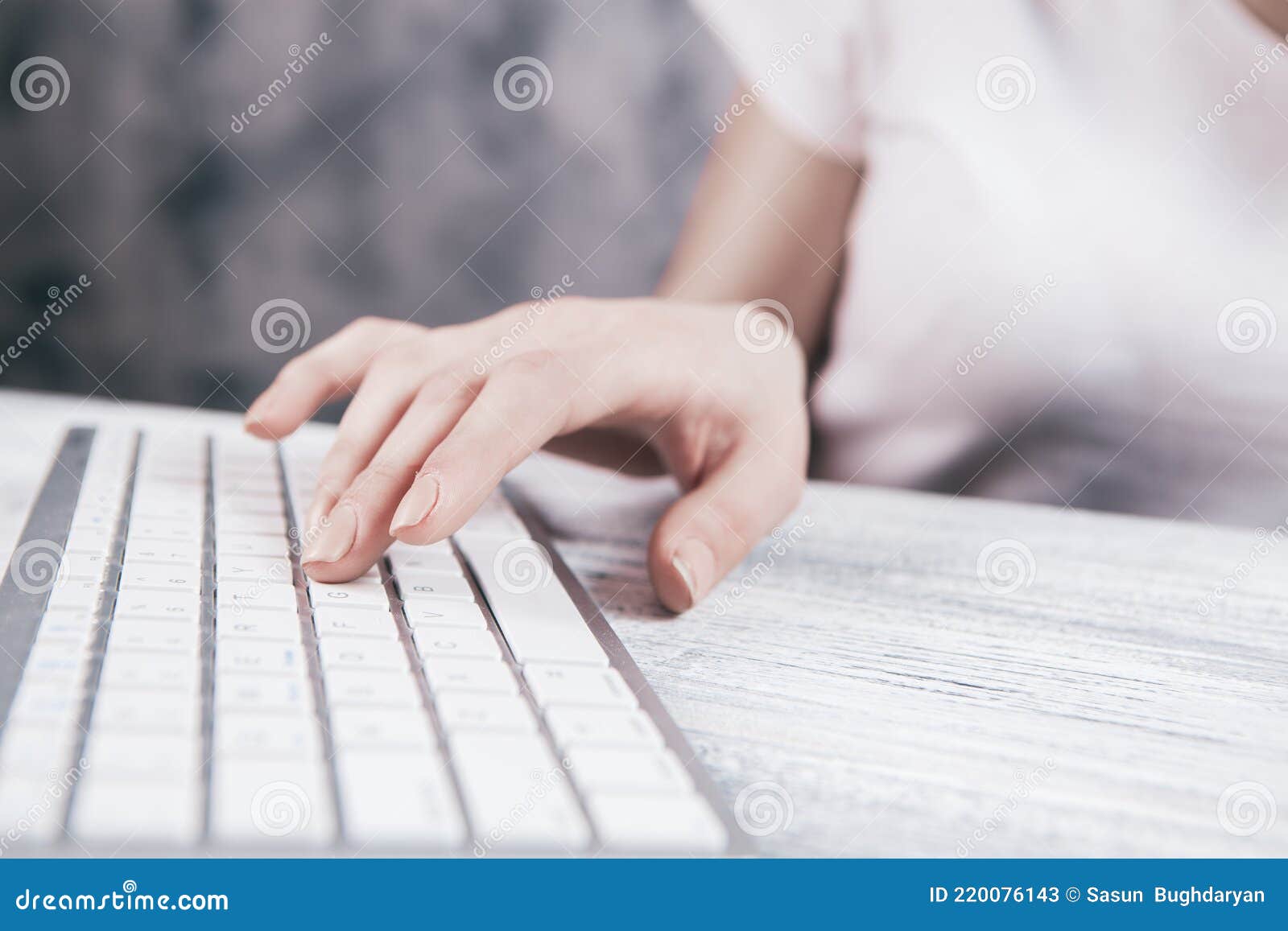 Girl works with a computer stock image. Image of asian - 220076143