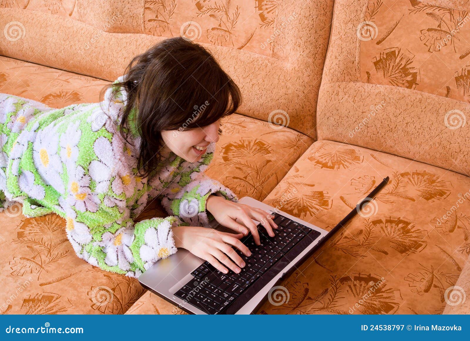 Girl works at a computer stock image. Image of horizontal - 24538797