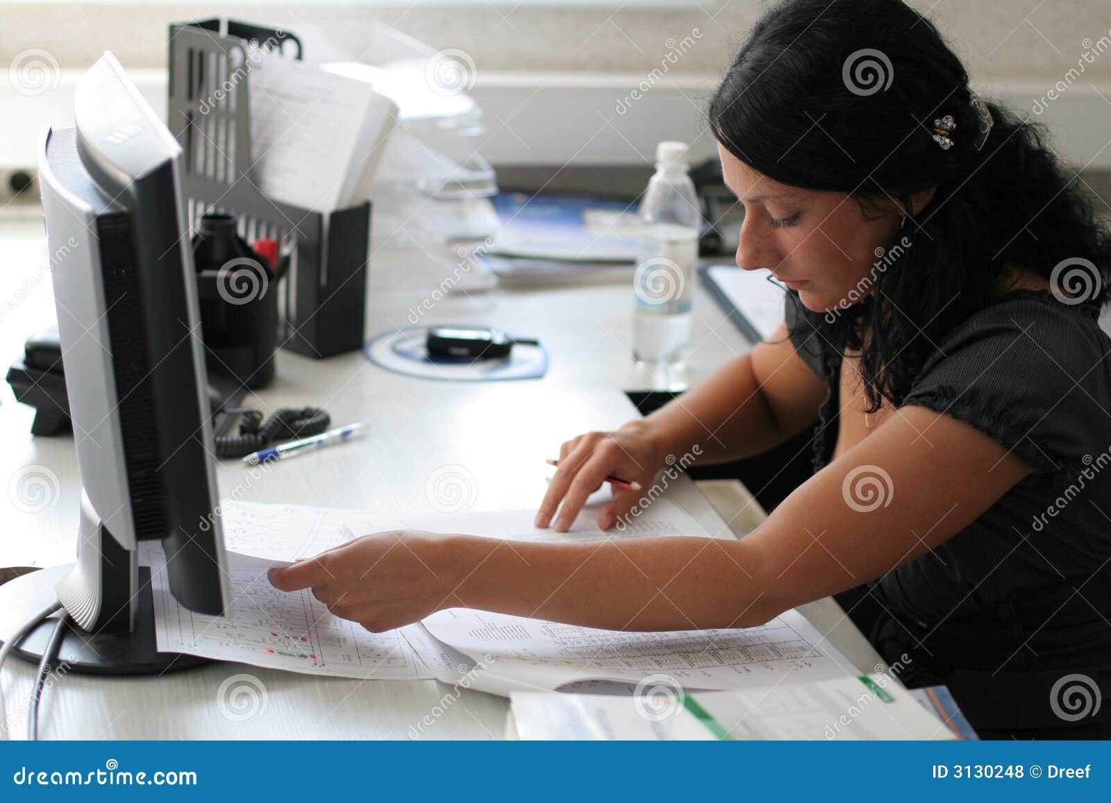 Girl works in office stock photo. Image of aspirations - 3130248