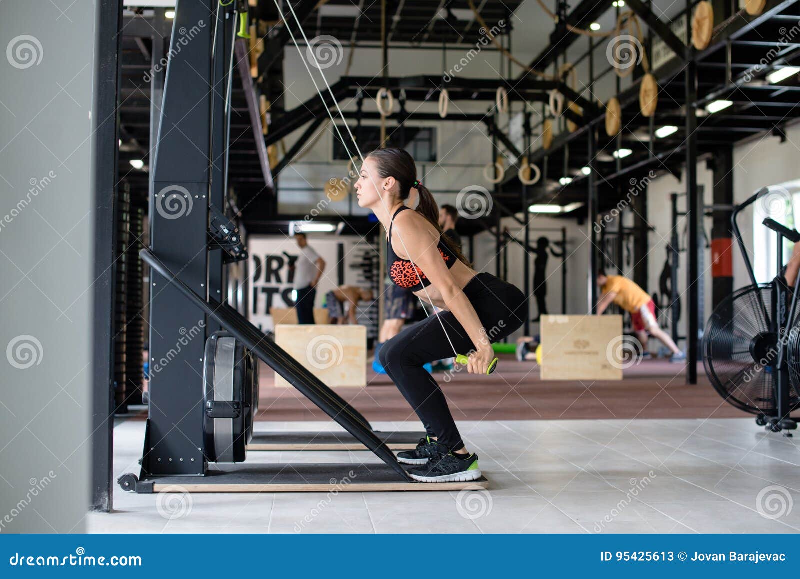 Girl Works Out with Machine Stock Image - Image of fitness, health ...