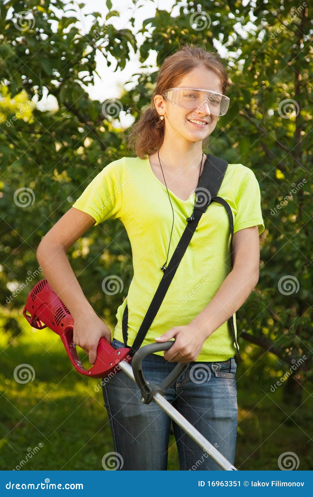 Girl Works Trimmer Stock Photos - Free & Royalty-Free Stock Photos from ...