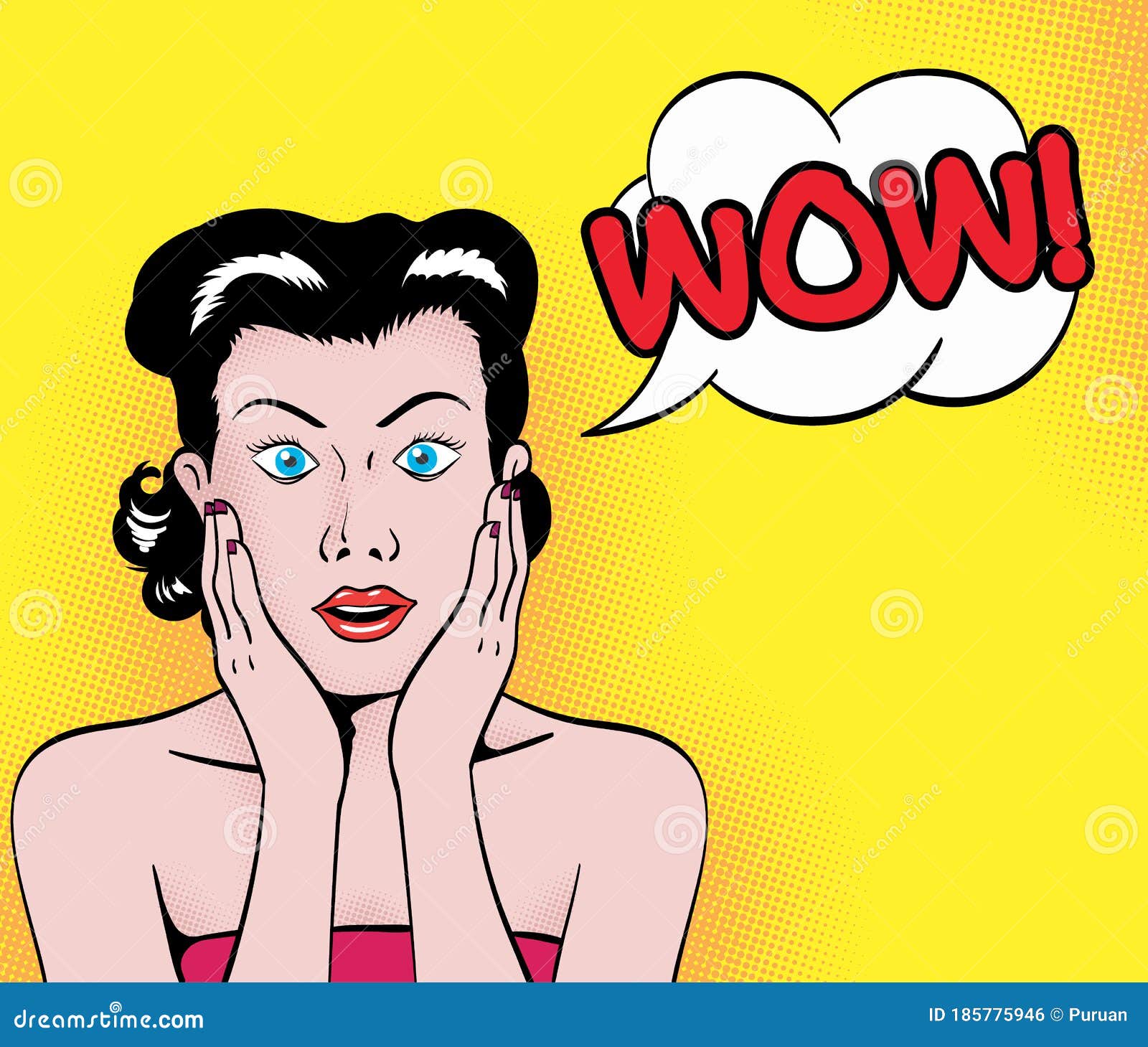 Girl wow expression stock vector. Illustration of emotions - 185775946