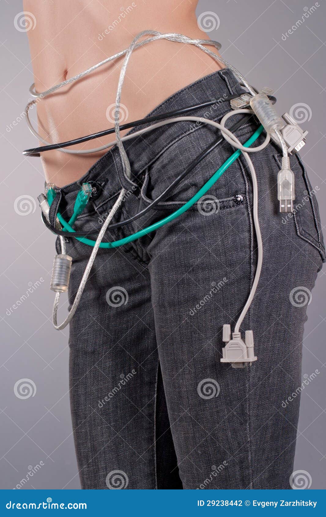 Girl wrapped wires stock photo. Image of cord, beautiful - 29238442