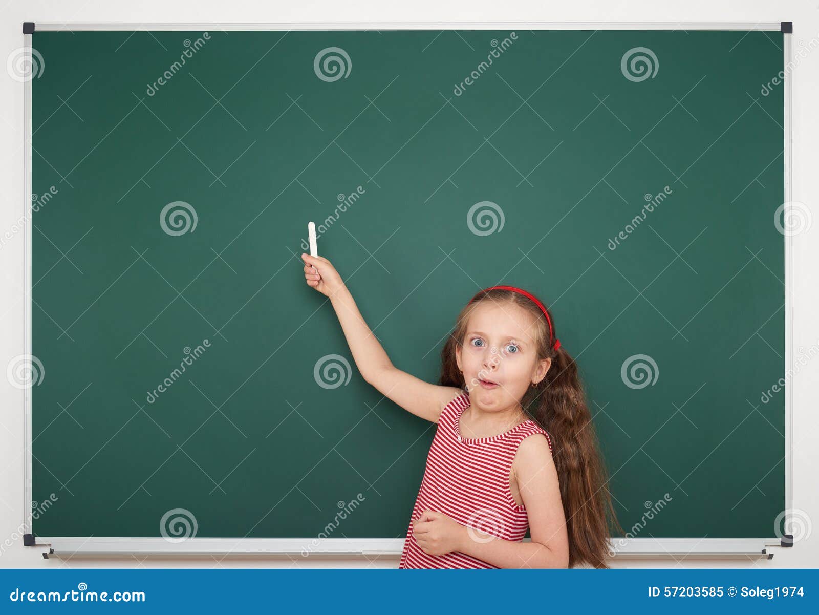 Girl Write on the School Board Stock Image - Image of posing, close ...