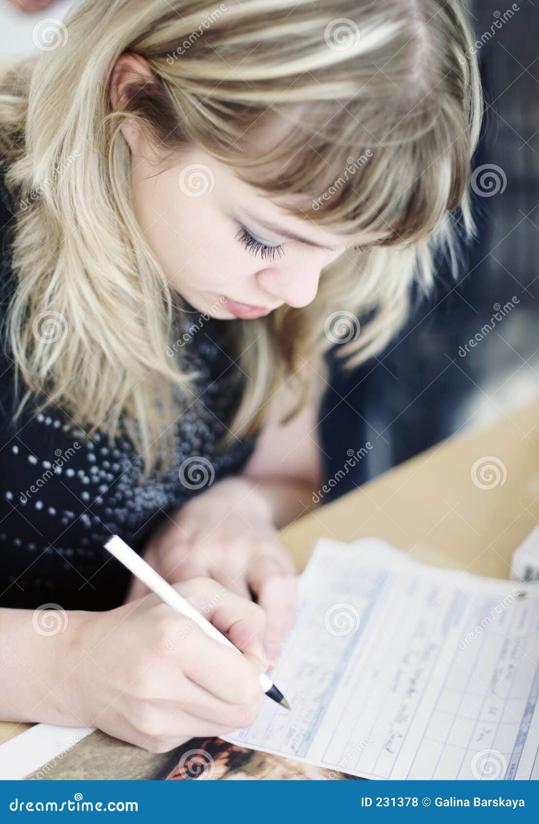 Girl writing stock photo. Image of papers, people, student - 231378
