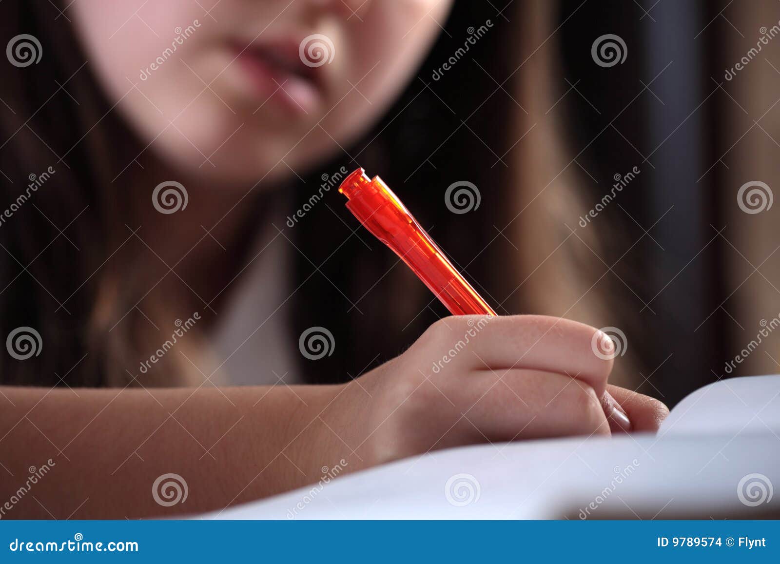Girl writing stock photo. Image of little, education, horizontal - 9789574