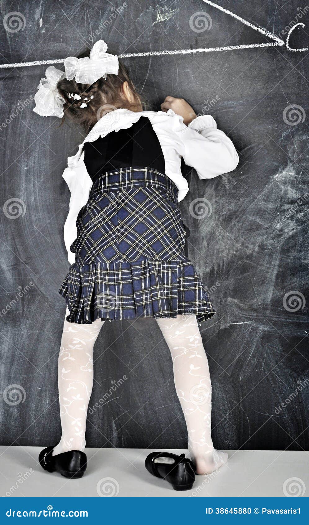 Girl writing on blackboard stock photo. Image of class - 38645880