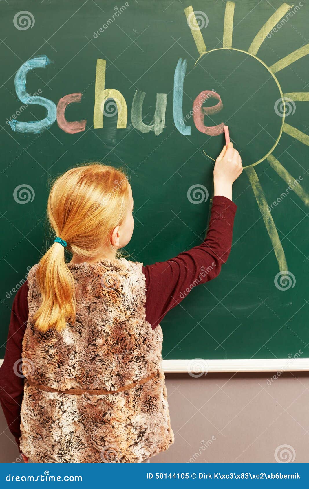 Girl Writing on the Chalkboard Stock Image - Image of girl, panel: 50144105