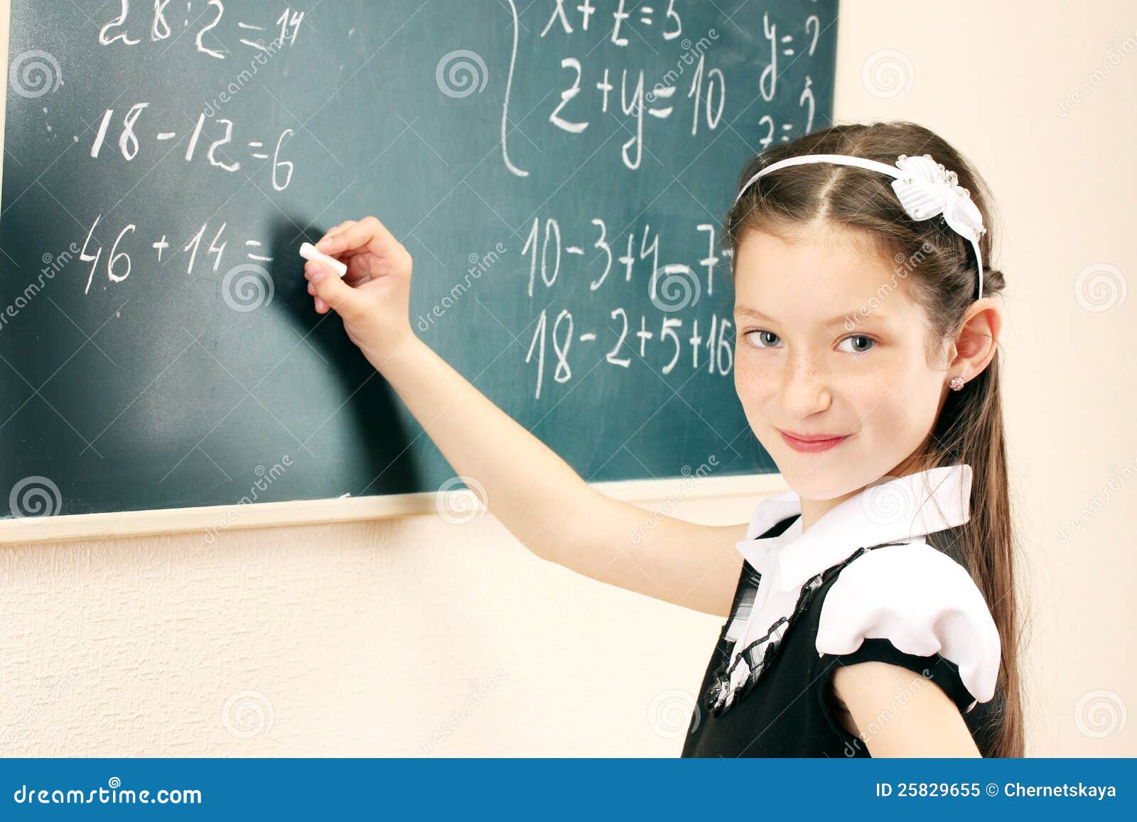 Girl Writing on Classroom Board Stock Image - Image of beauty, learn ...