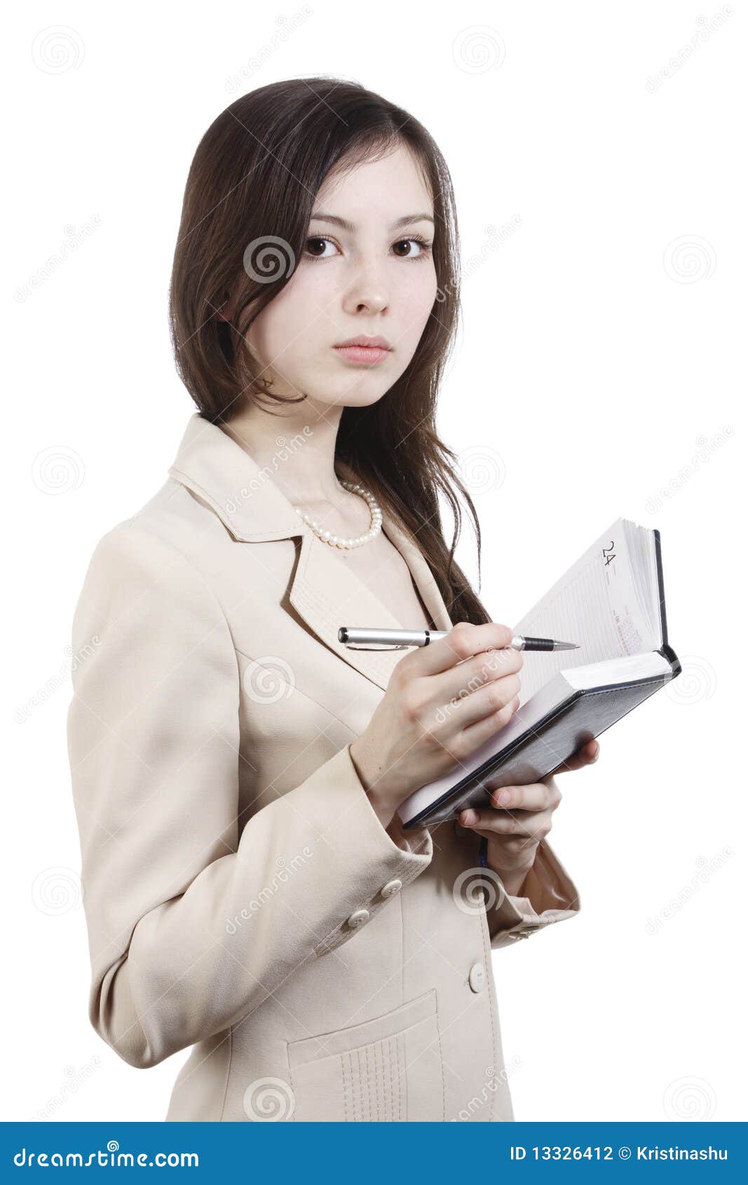 Girl writing in diary stock photo. Image of business - 13326412