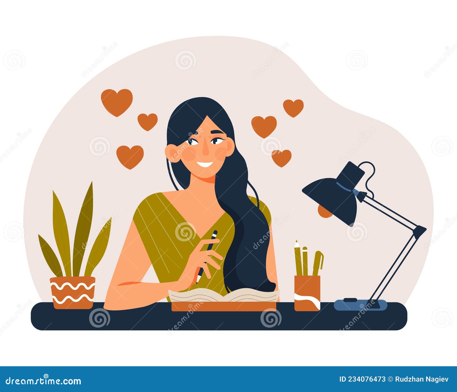 Girl writing in diary stock vector. Illustration of isolated - 234076473 Girl writing in diary stock vector. Illustration of isolated - 234076473
