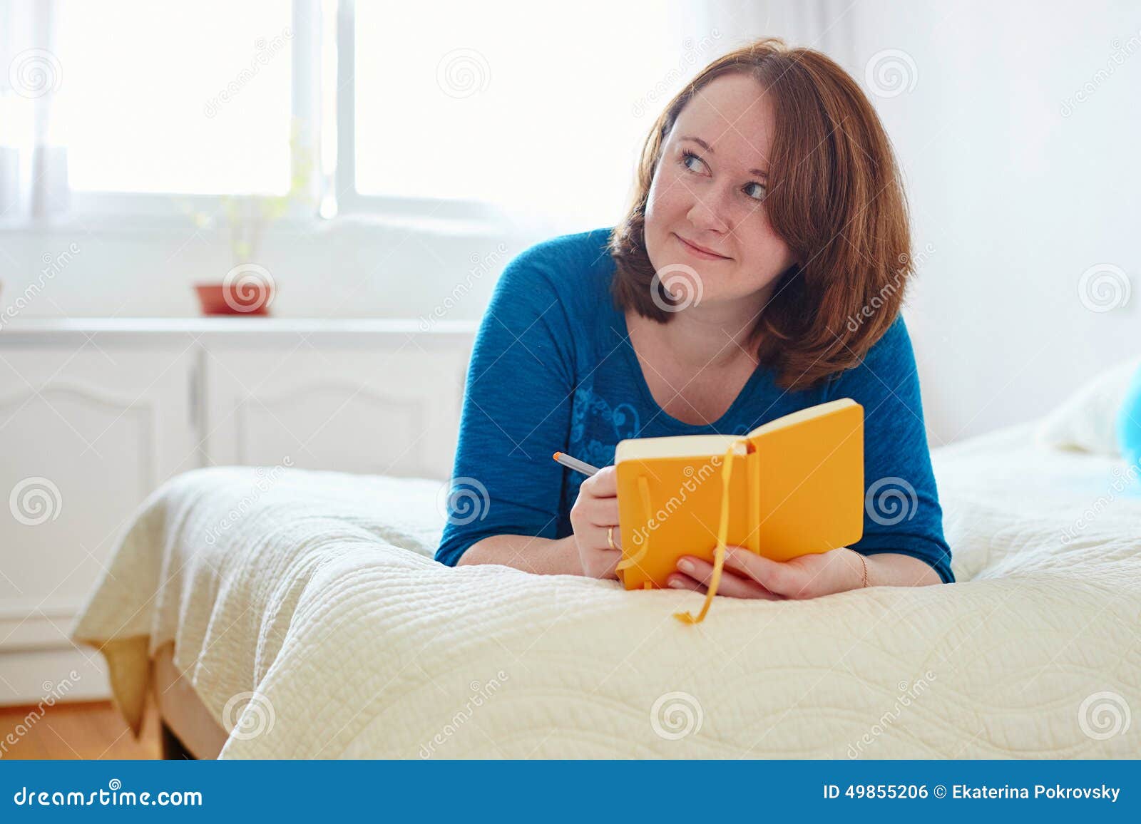 Girl Writing into Diary or Planning Her Day Stock Photo - Image of girl ...