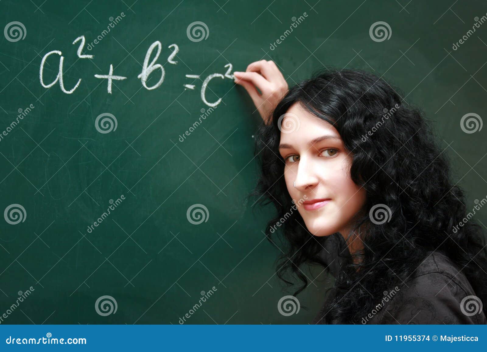 Girl writing formula stock photo. Image of chalk, education - 11955374