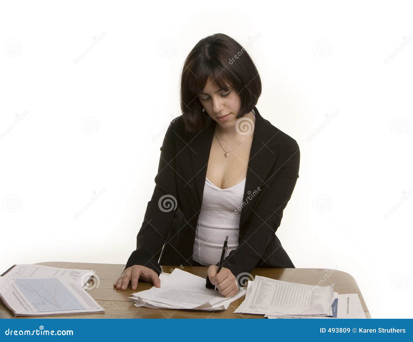 Girl writing at her desk stock image. Image of business - 493809