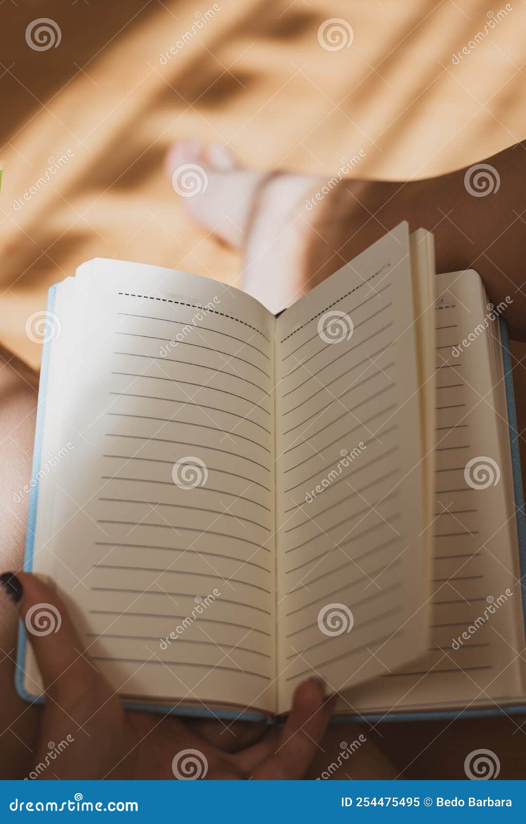 A Girl Writing in Her Notebook. Empty Notebook Stock Image - Image of ...