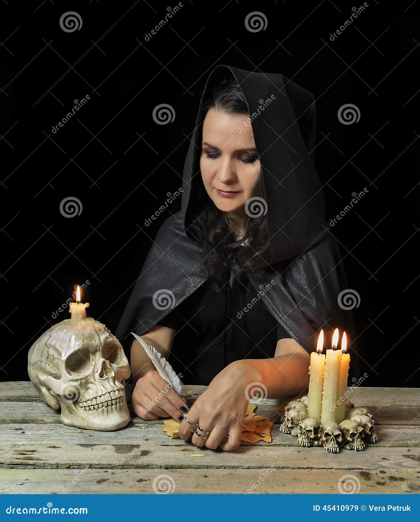 Girl writing magic spell stock image. Image of girl, lady - 45410979