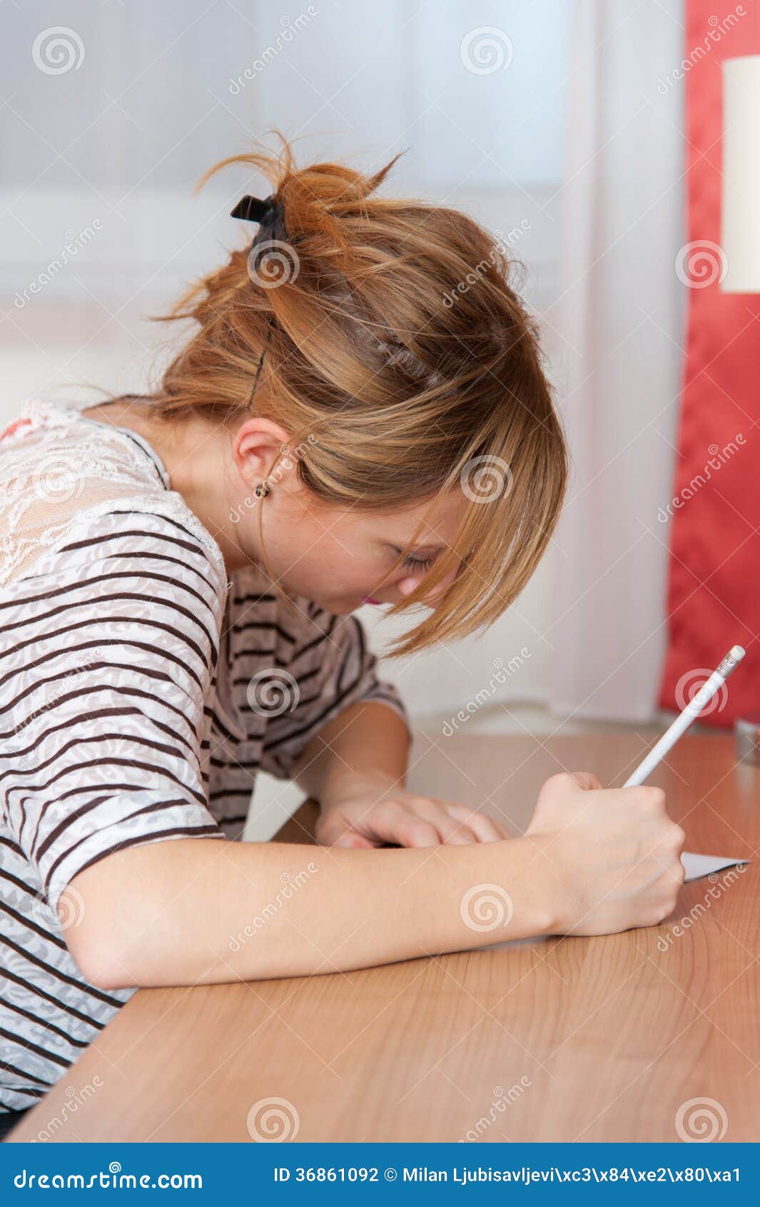 Girl Writing a Note stock photo. Image of caucasian, modern - 36861092
